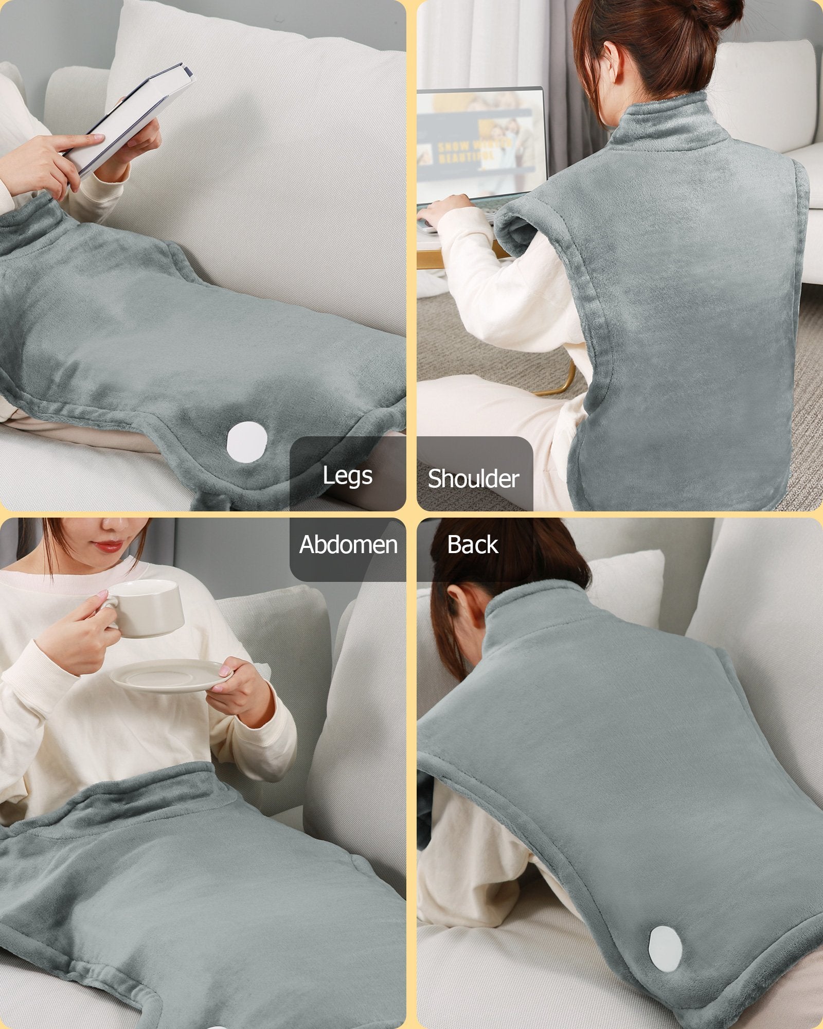 Electric Heating Pad Warm Back Wrap with 4 Levels Temperature Settings ...