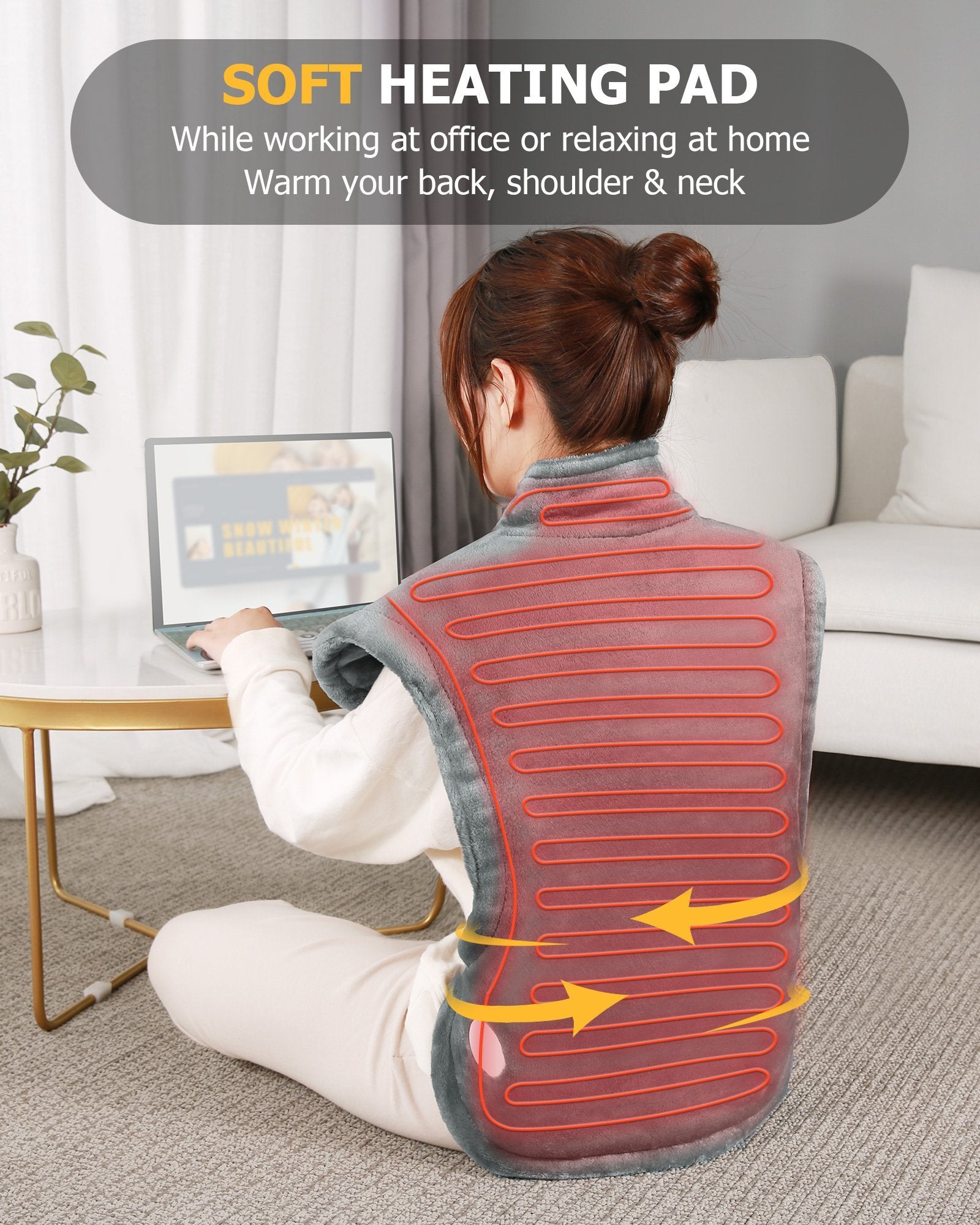 Electric Heating Pad Warm Back Wrap with 4 Levels Temperature Settings ...