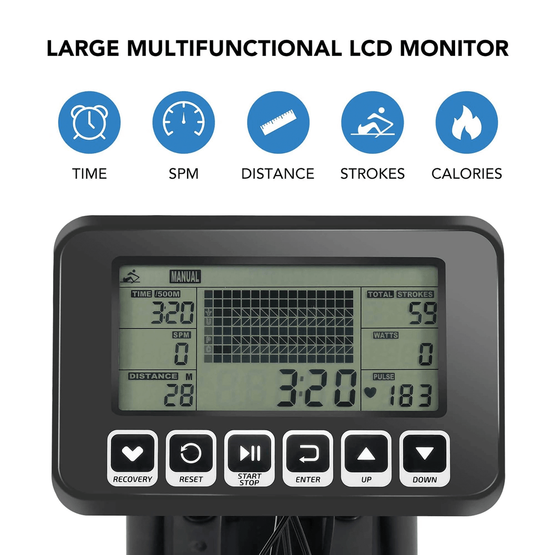 MaxKare Water Rower Rowing Machine Foldable Water Resistance for Home ...