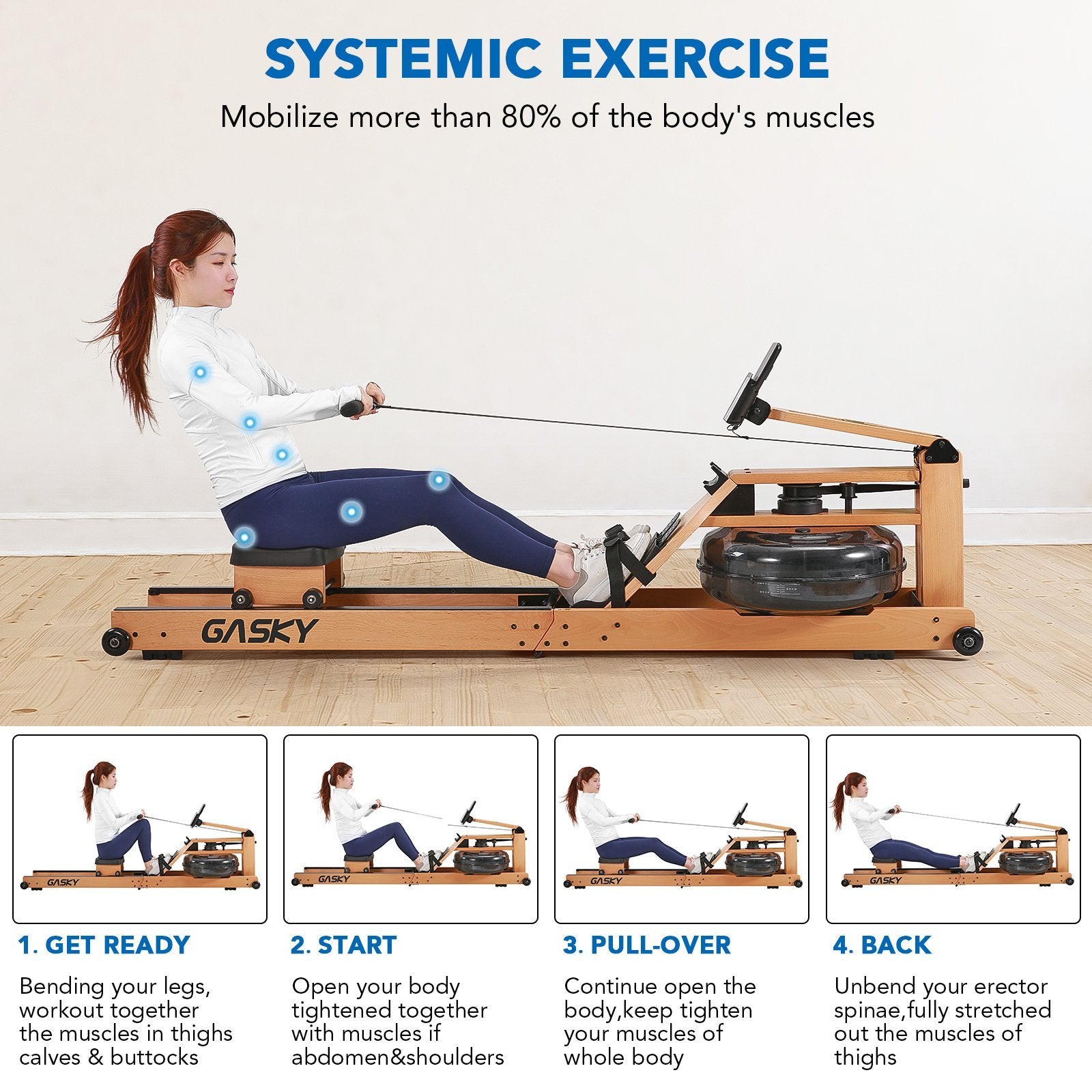 Water Rowing Machine with LCD Monitor – Gasky